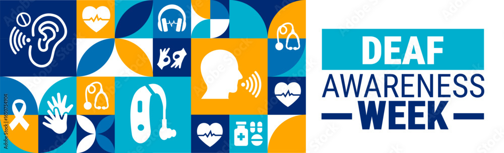 Deaf Awareness Week Geometric shape pattern background, banner, card or ...