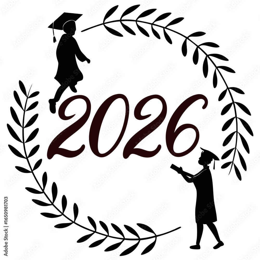 Graduation Year Celebration Wreath 2026 academic Stock Vector | Adobe Stock