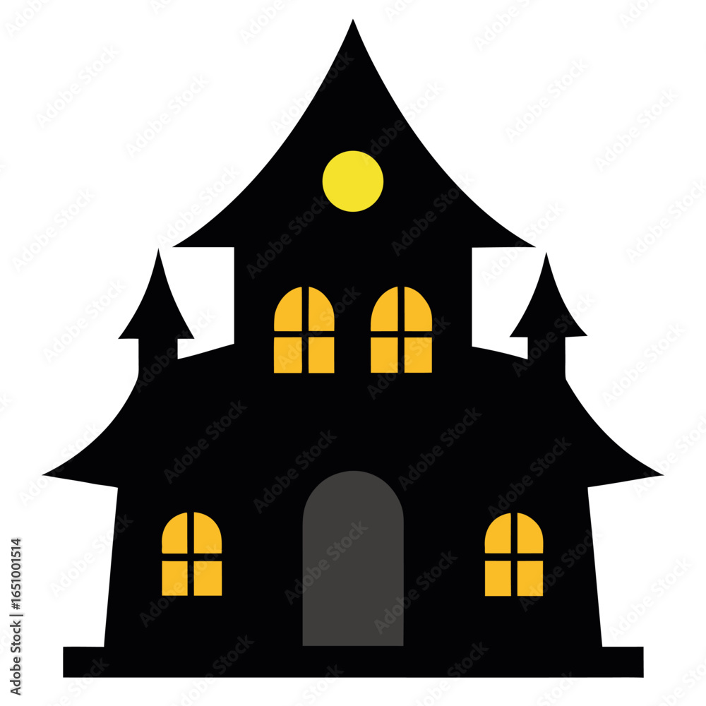 Spooky haunted house with glowing yellow windows perfect for halloween ...