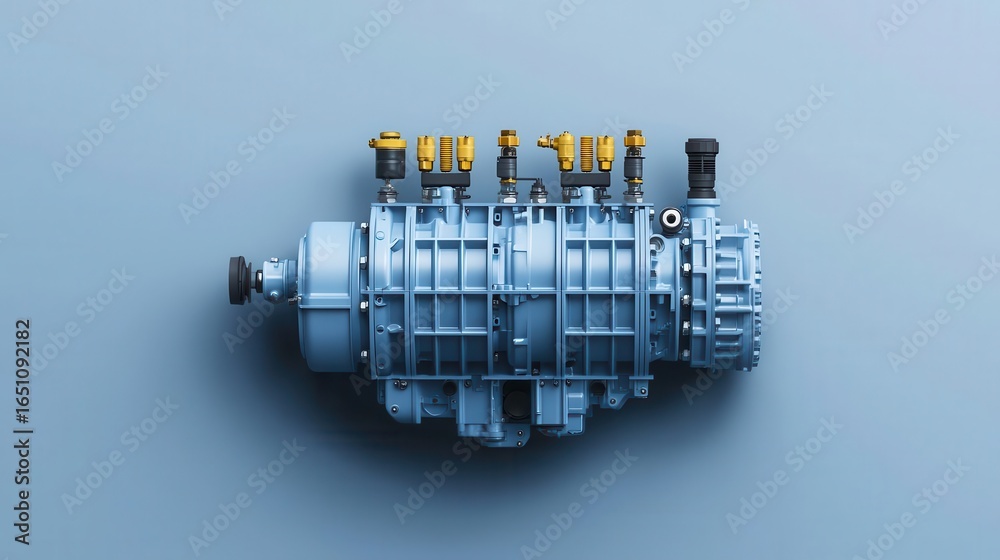 Exploded schematic of a CNG engine s lubrication system, focusing on ...