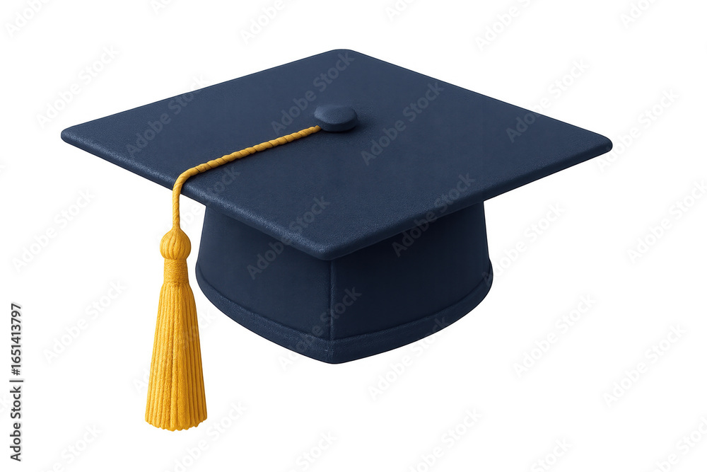 Blue Graduation Cap with Gold Tassel on Transparent Background Stock ...