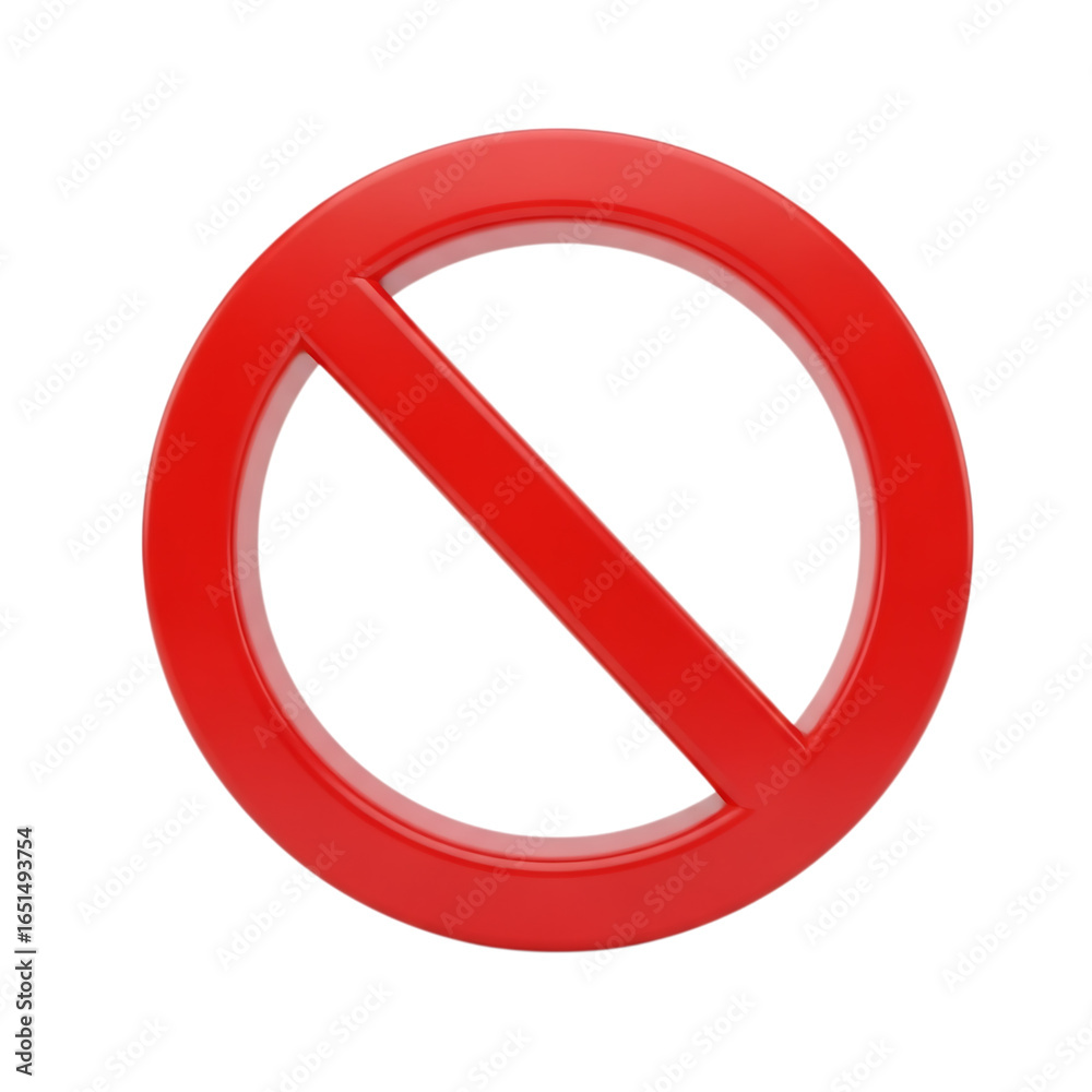 Red prohibition symbol with diagonal slash indicating prohibition or ...