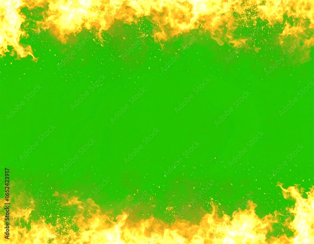 Stock-Foto „Fiery frame effect with green screen background for video ...