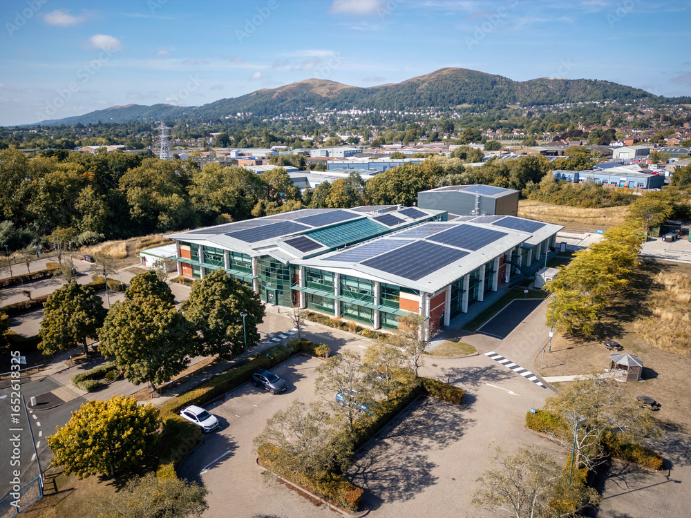 Modern industrial estate with warehouses, logistics distribution hub ...
