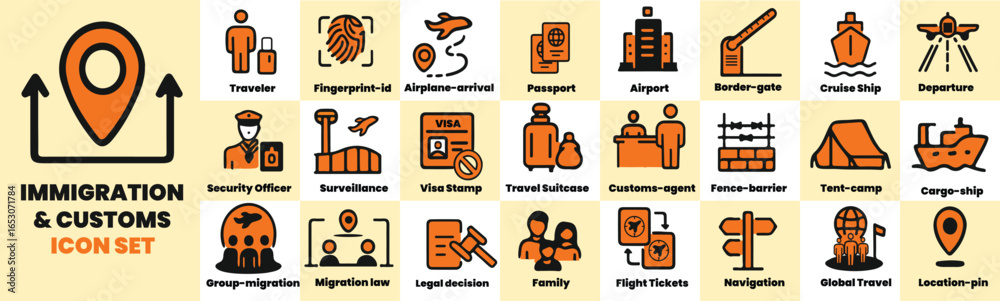 Immigration & Customs Icons, International Travel Security Icons ...