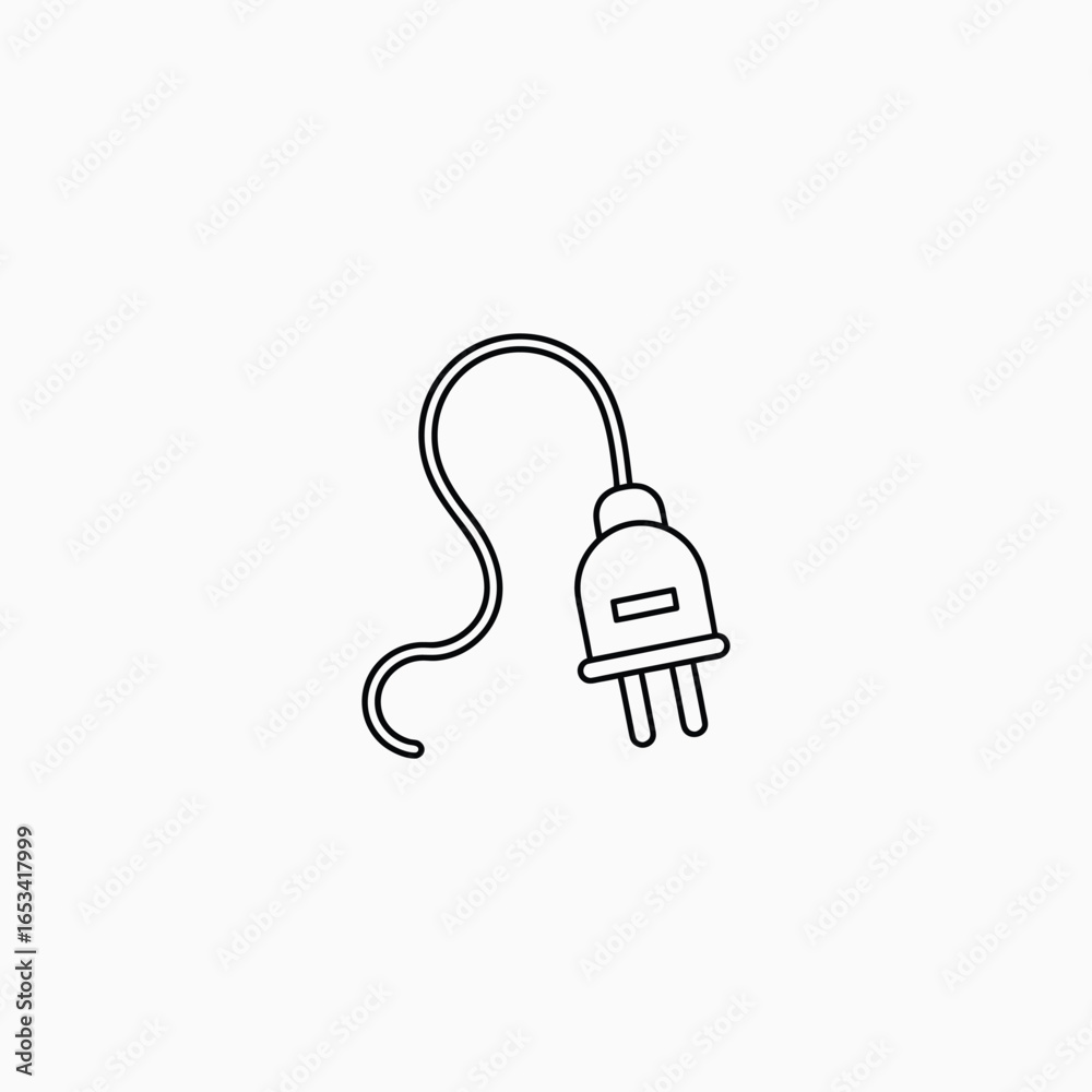 Simple line drawing of an electrical plug and cord Stock Vector | Adobe ...