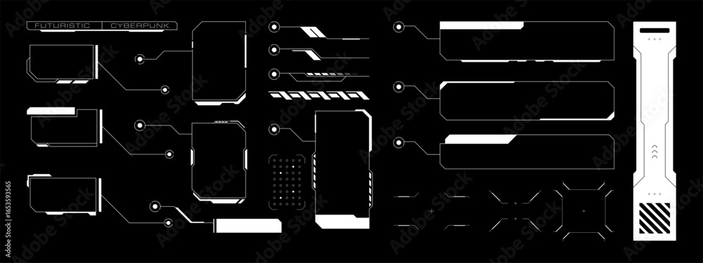 Futuristic callout title text boxes. Digital HUD lower third, frames ...