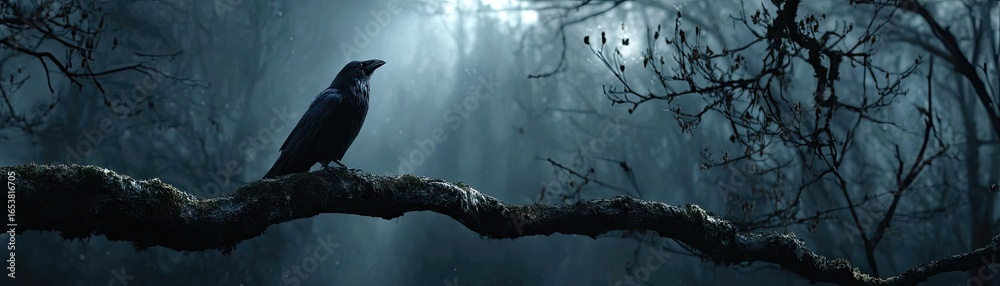 Ghost howl through the crystal raven concept. A majestic raven perched ...