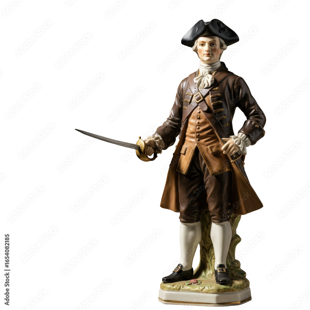 Vintage porcelain figurine of a colonial gentleman in a tricorn hat ...