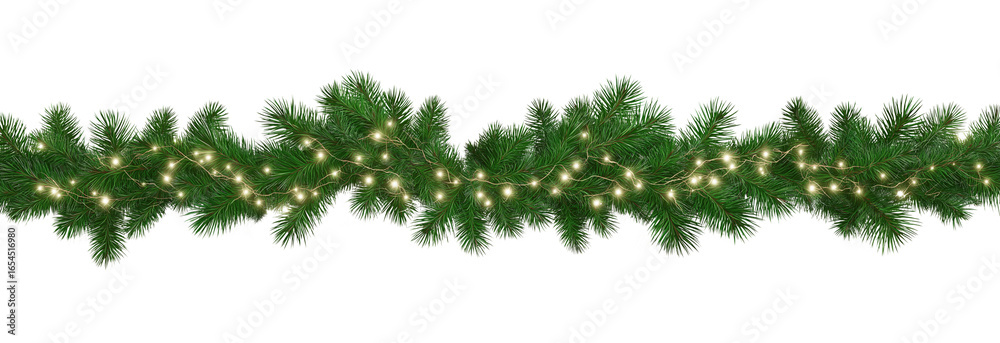 Seamless decorative christmas border with coniferous branches and ...