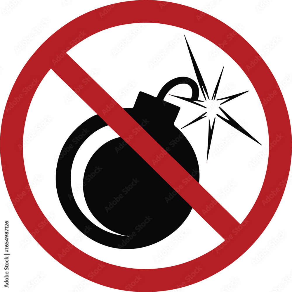 No Bombs Allowed Sign Vector Illustration Symbol for Safety and ...