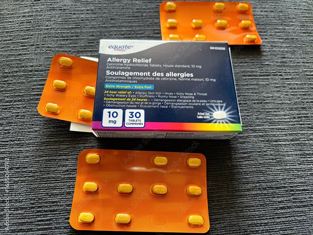 Equate Allergy Relief Tablets, An Open Pack of Antihistamine Medication ...