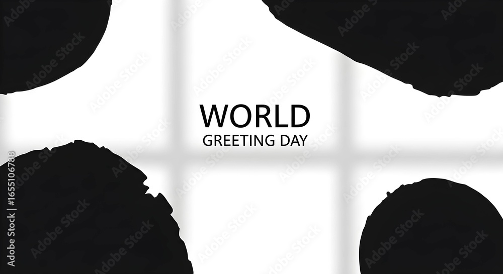 World Greeting Day text with abstract black ink splashes on white Stock ...