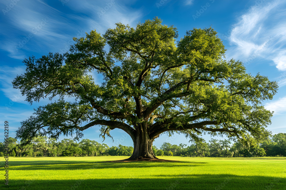 Towering ancient southern live oak estimated 300 years old, Quercus ...