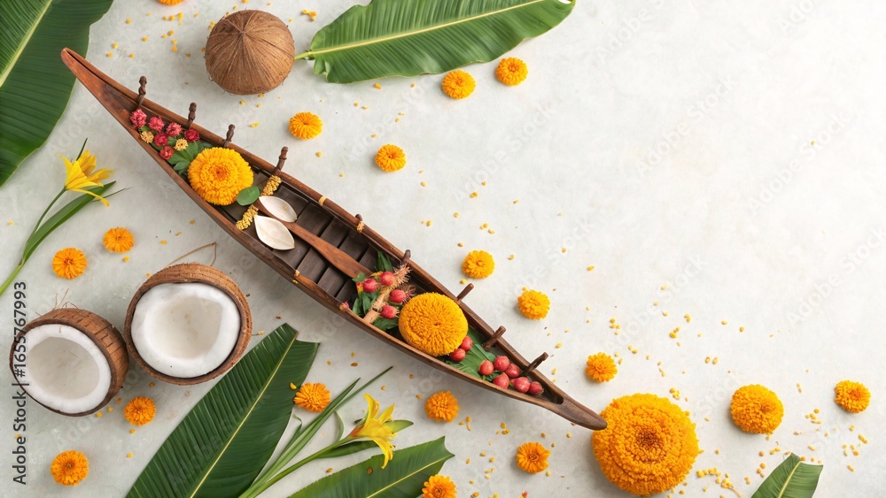 Traditional Vallam Kali boat race during Onam festival celebration in ...