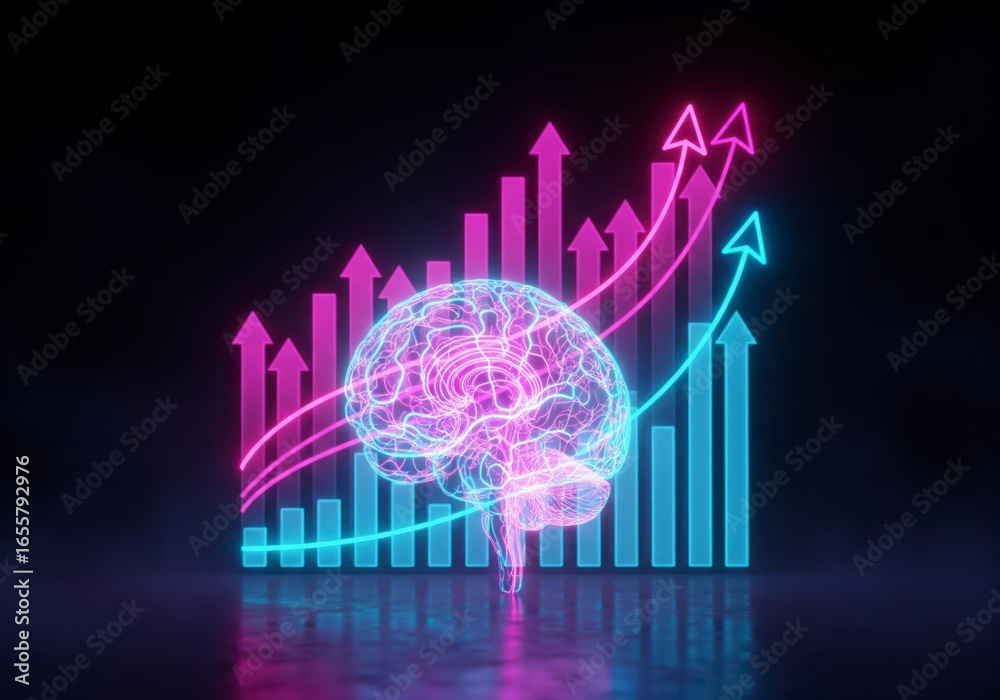 A conceptual illustration of AI in finance or neuroeconomics, with a ...