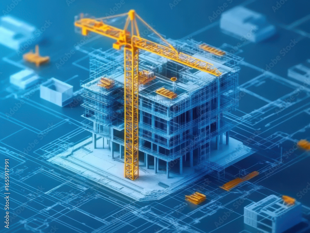 construction building information modeling bim concept with 3d model ...