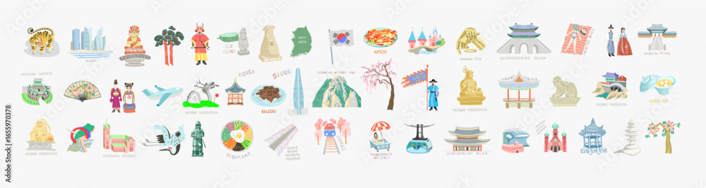50 Dubai Icons Collection — Flat Style Illustrations of Famous Dubai ...