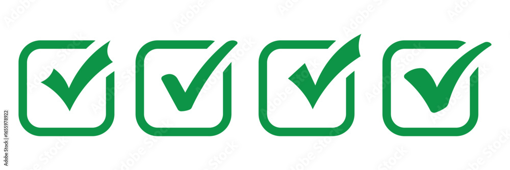 Check box icon with correct, accept checkmark icons green tick box ...