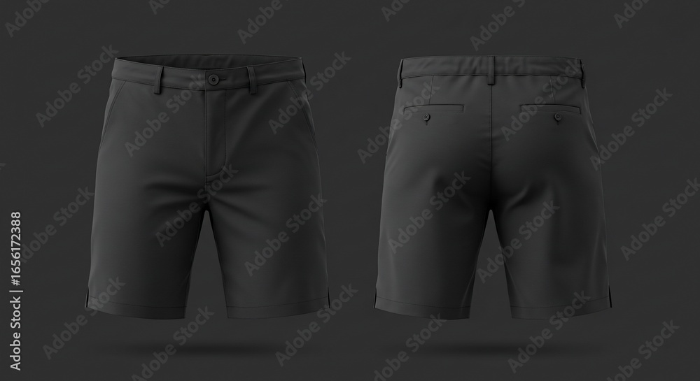 Classic Black Shorts: Front & Back View Mockup Stock Photo | Adobe Stock