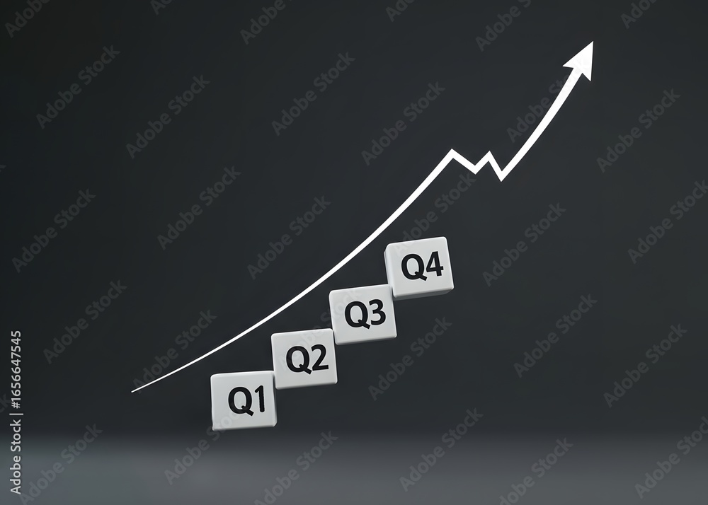 Growth chart for four business quarters. Financial growth indicators ...