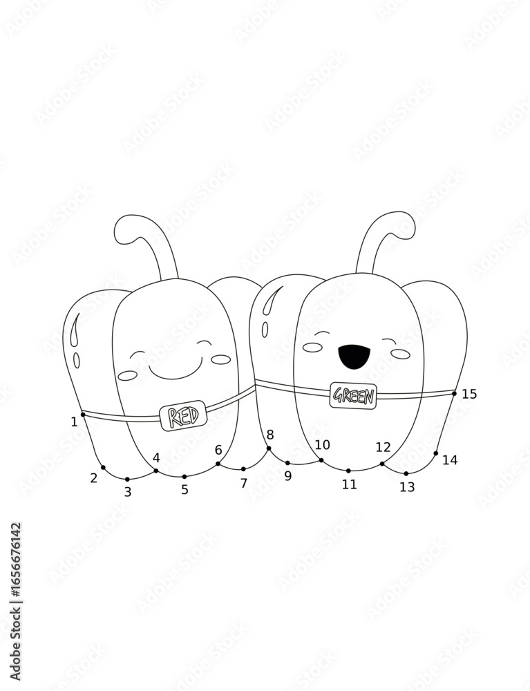 Image vectorielle Stock Cute Cartoon Bell Pepper Connect the Dots ...