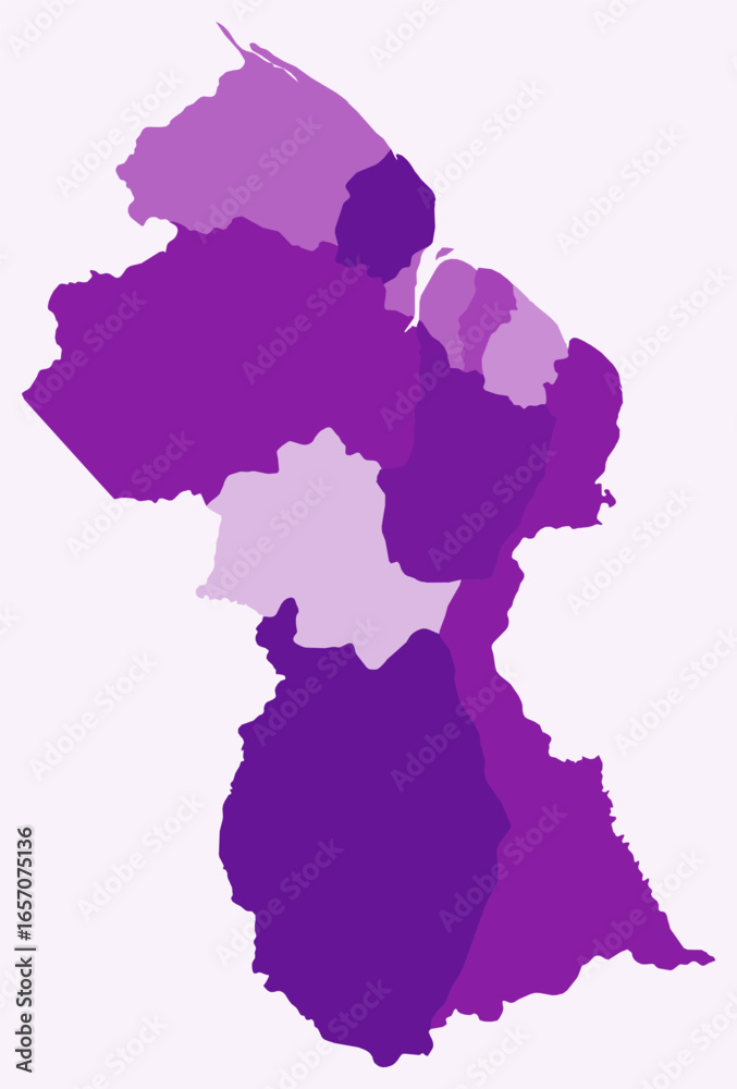 Vector de Stock Map of Guyana with regions. Just a simple country ...