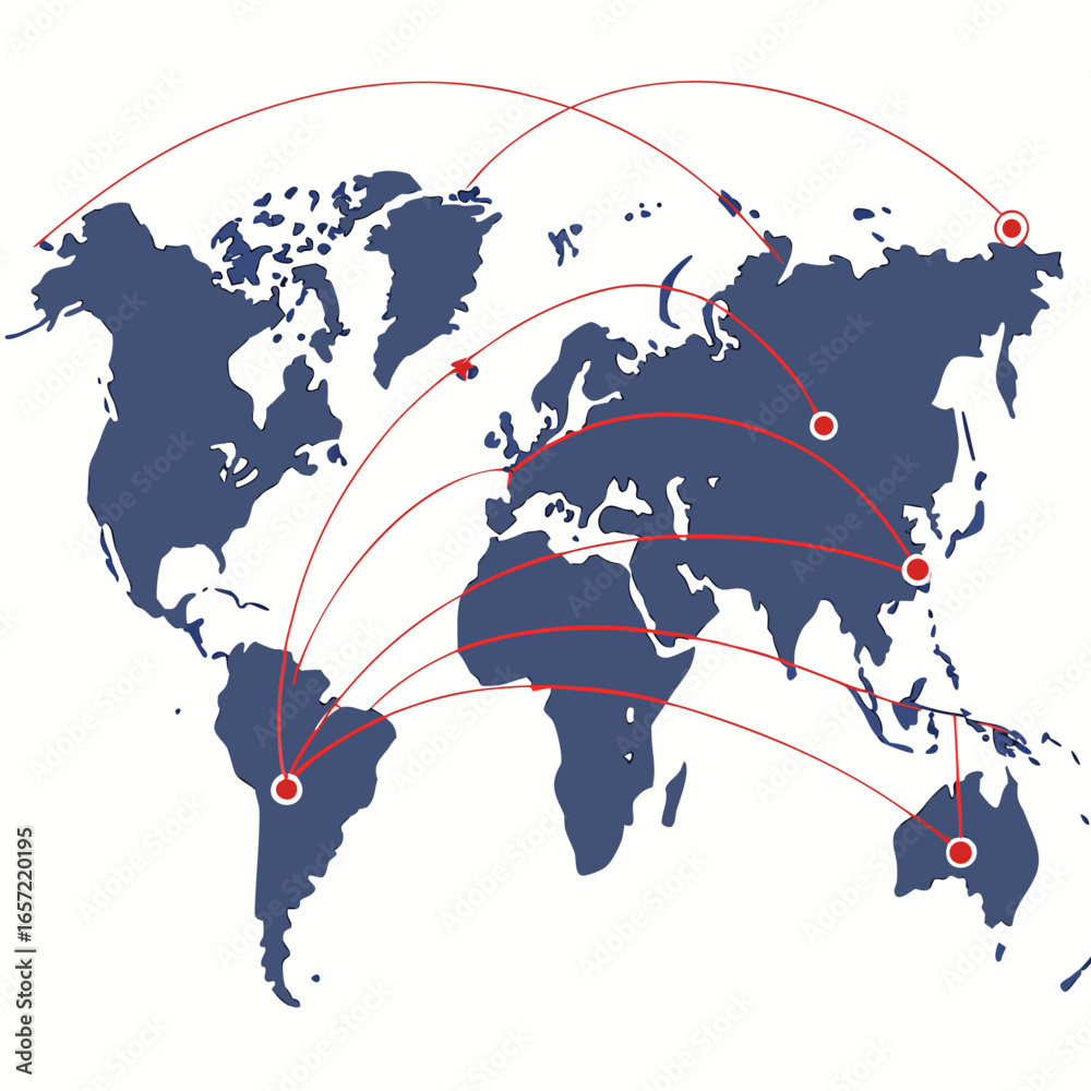 World Map with Air Routes. Stock Vector | Adobe Stock