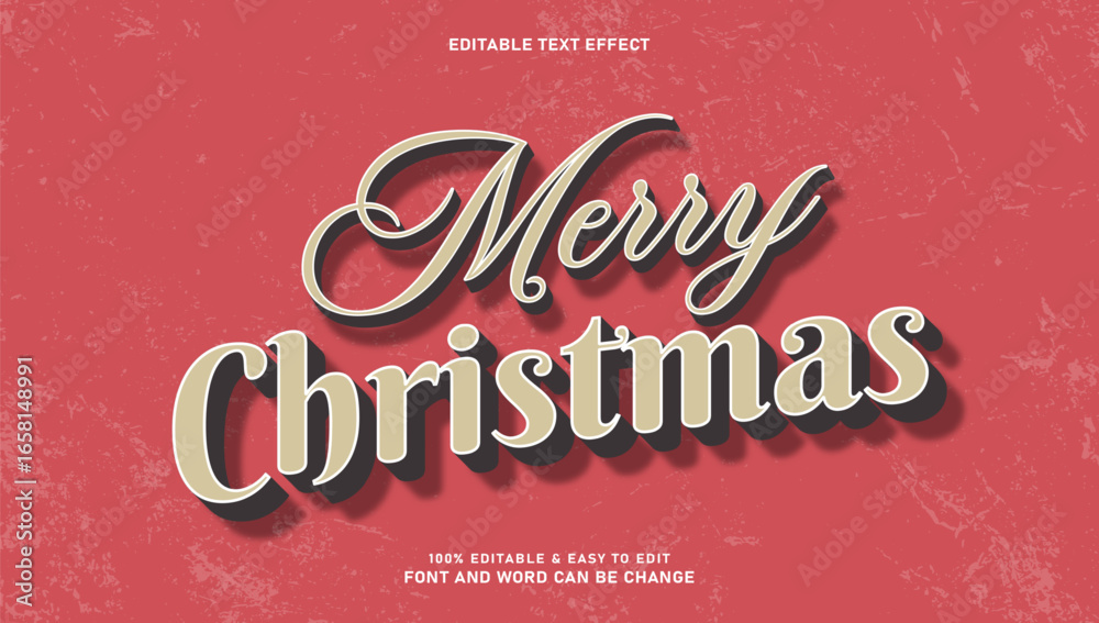 Merry Christmas text effect with editable 3D style Stock Vector | Adobe ...