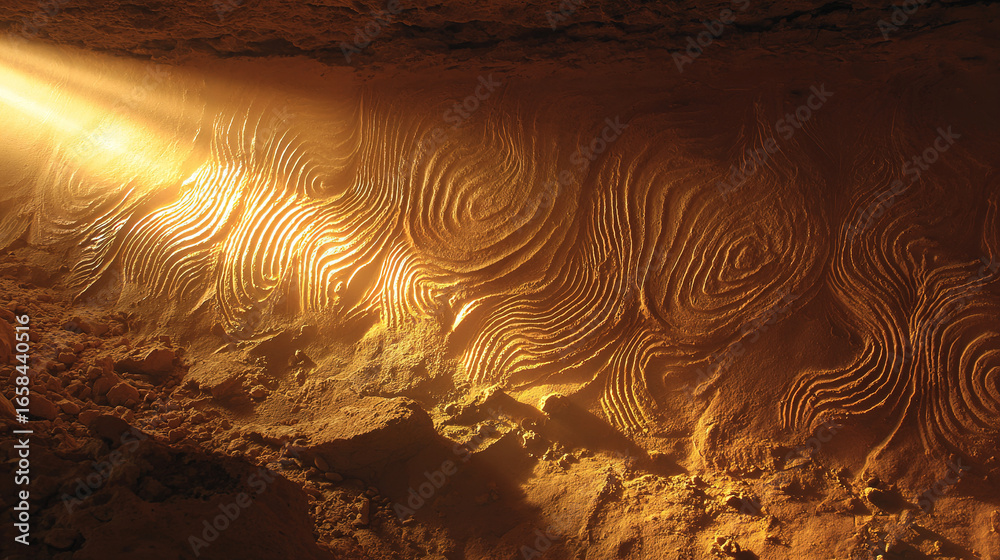 Fossilized microbial patterns glow in ancient rock, lit by primal ...