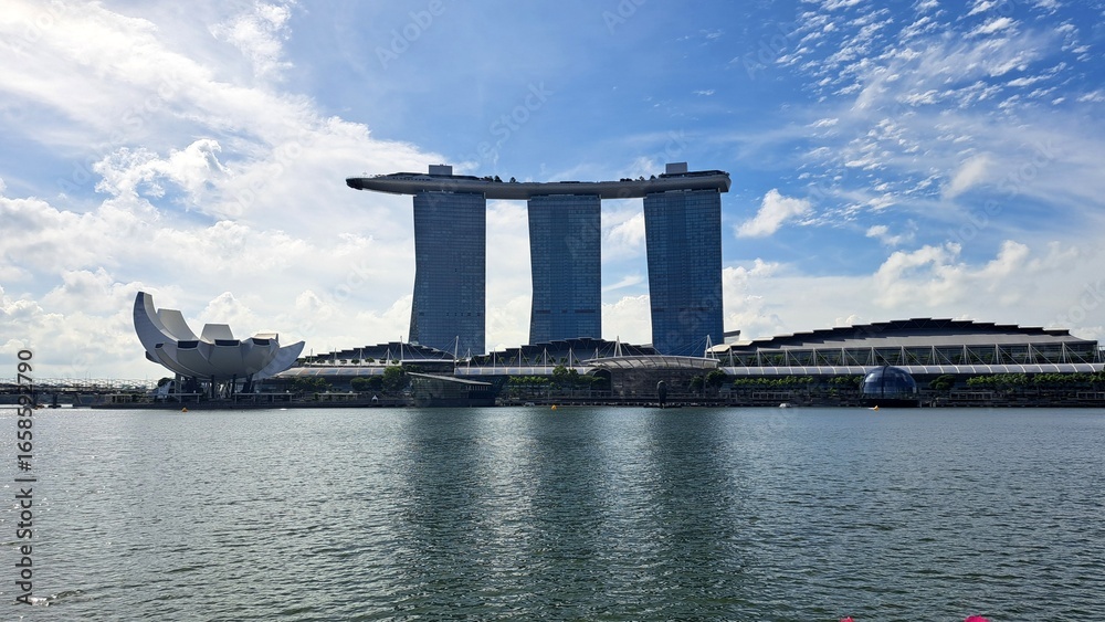 The magnificent and iconic Marina Bay Sands building in Singapore is a ...