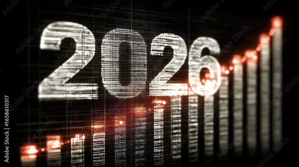 The new year 2026 using AI agent technology with futuristic AGI compute ...