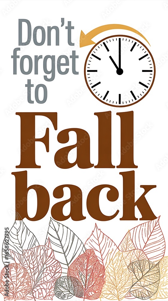 Photo of dont forget to fall back reminder with a clock and autumn ...