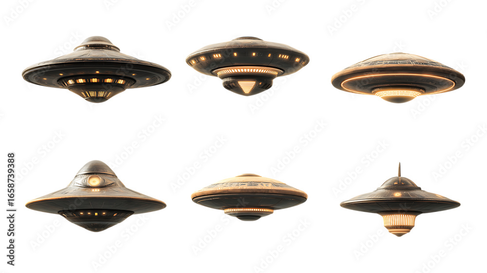 Six Unique UFO Designs A Close Encounter of the Third Kind Stock Photo ...