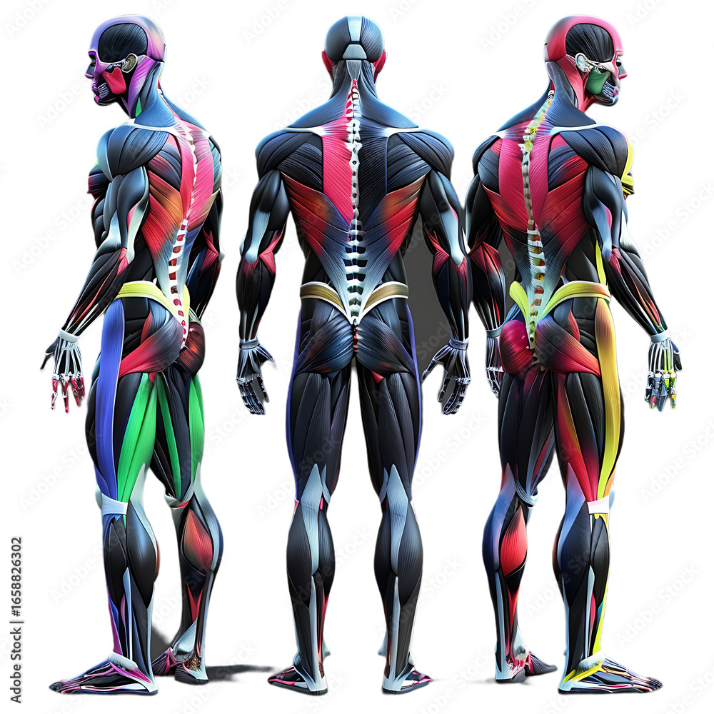 Human anatomy muscles system diagram medical illustration educational ...