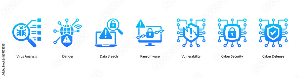 Threat Detection web banner icon vector illustration featuring Virus ...