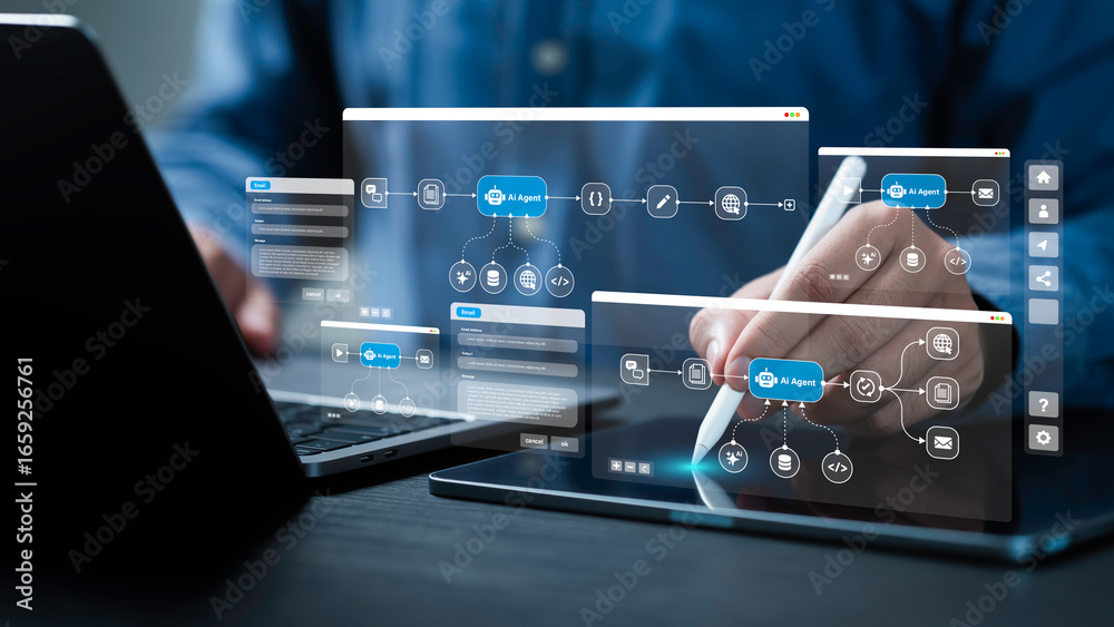 AI workflow automation concept. artificial intelligence software ...