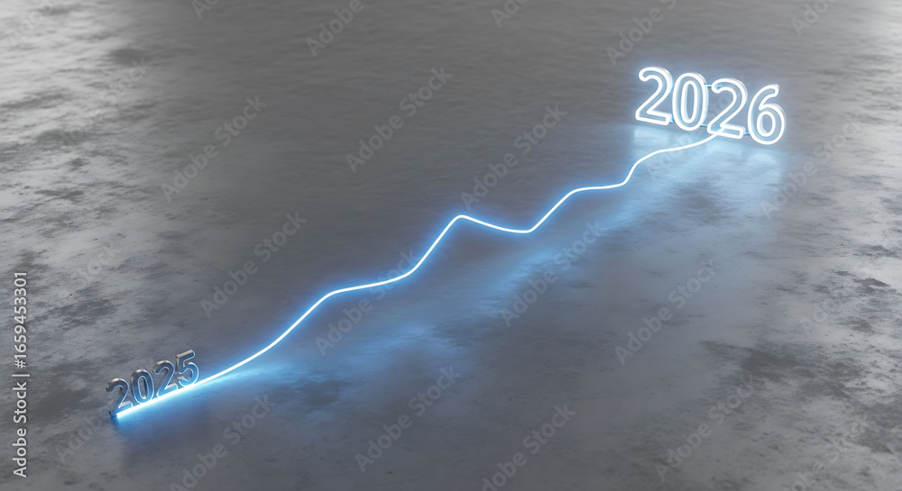 Bright future economic growth forecast 2026 upward trend with blue ...