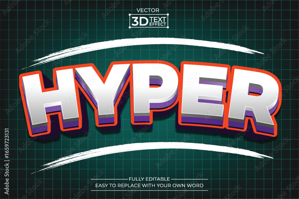 Hyper 3D Text Effect for eye-catching titles Stock Vector | Adobe Stock