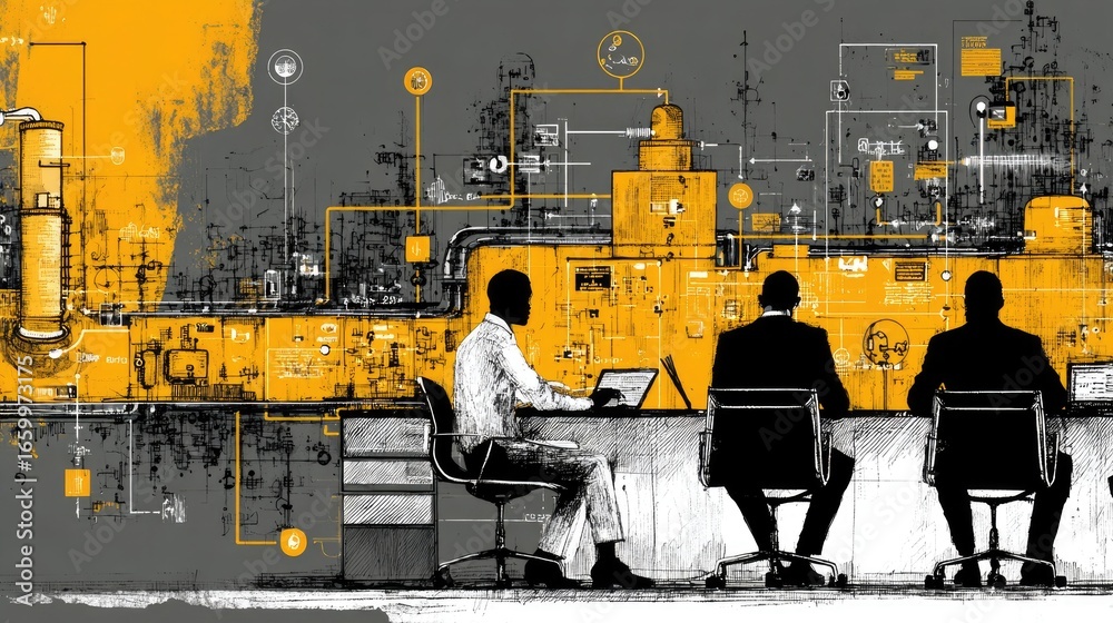 Group of professionals working on process and workflow automation using ...