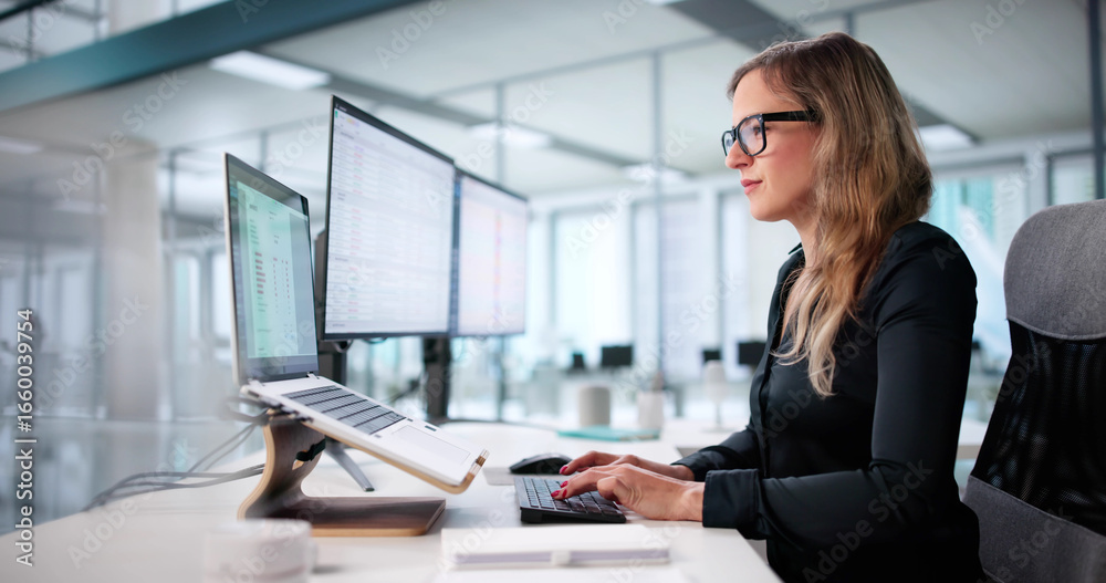 Young Woman Manages Medical Billing Audit Stock Photo | Adobe Stock