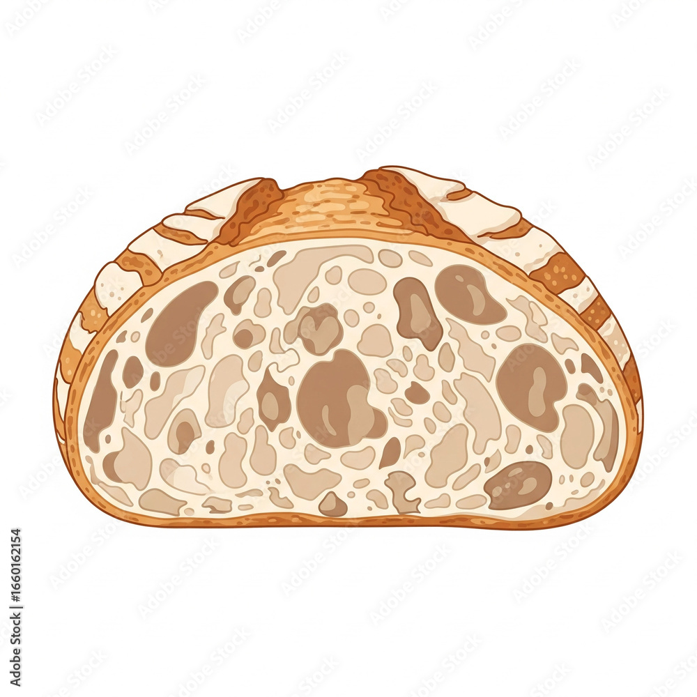 Artisan sourdough bread slice bursting with airy crumb texture and ...