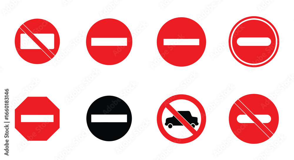 Vector de Stock No entry and do not enter traffic signs and symbols in ...