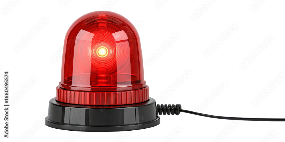 Red Emergency Beacon Light, Isolated on Transparent Background, Warning ...