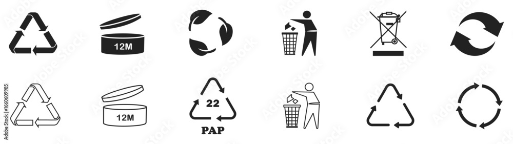 Vector de Stock Recycling symbols, disposal icons, waste management ...