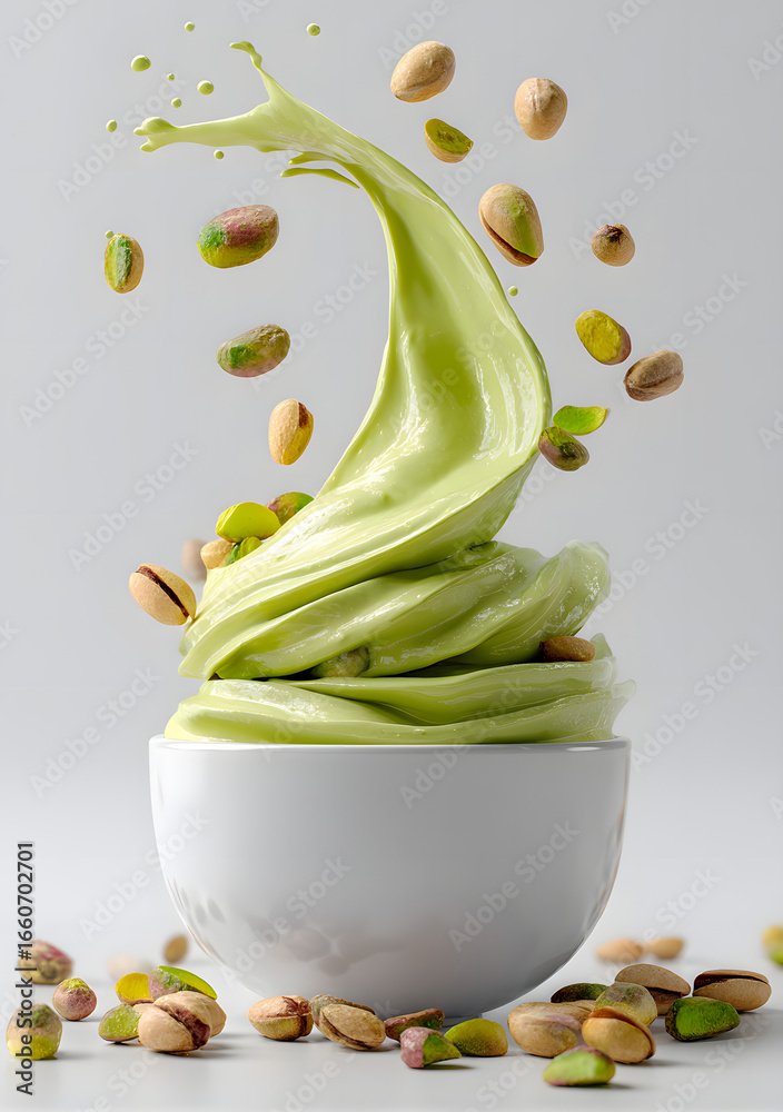 Pistachio Perfection: A delectable swirl of pistachio cream towers ...