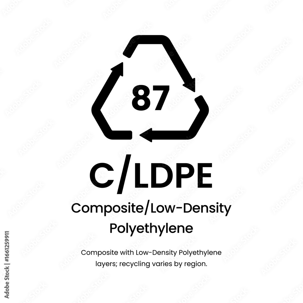 Recycle sign for 87 c/ldpe composite low density polyethylene material ...
