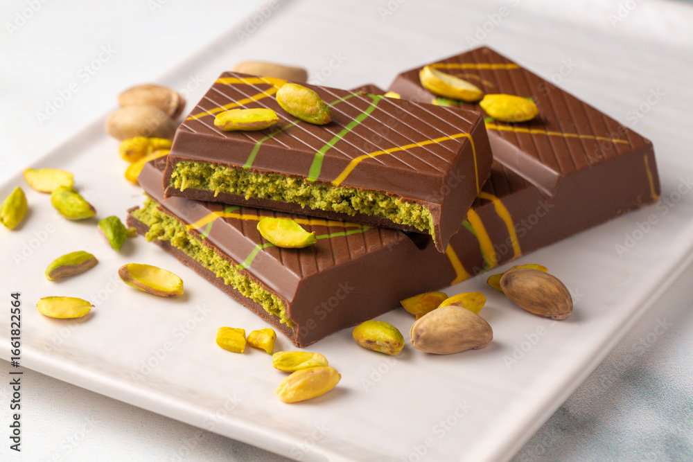 Trendy chocolate; Dubai chocolate is made with pistachio paste and ...