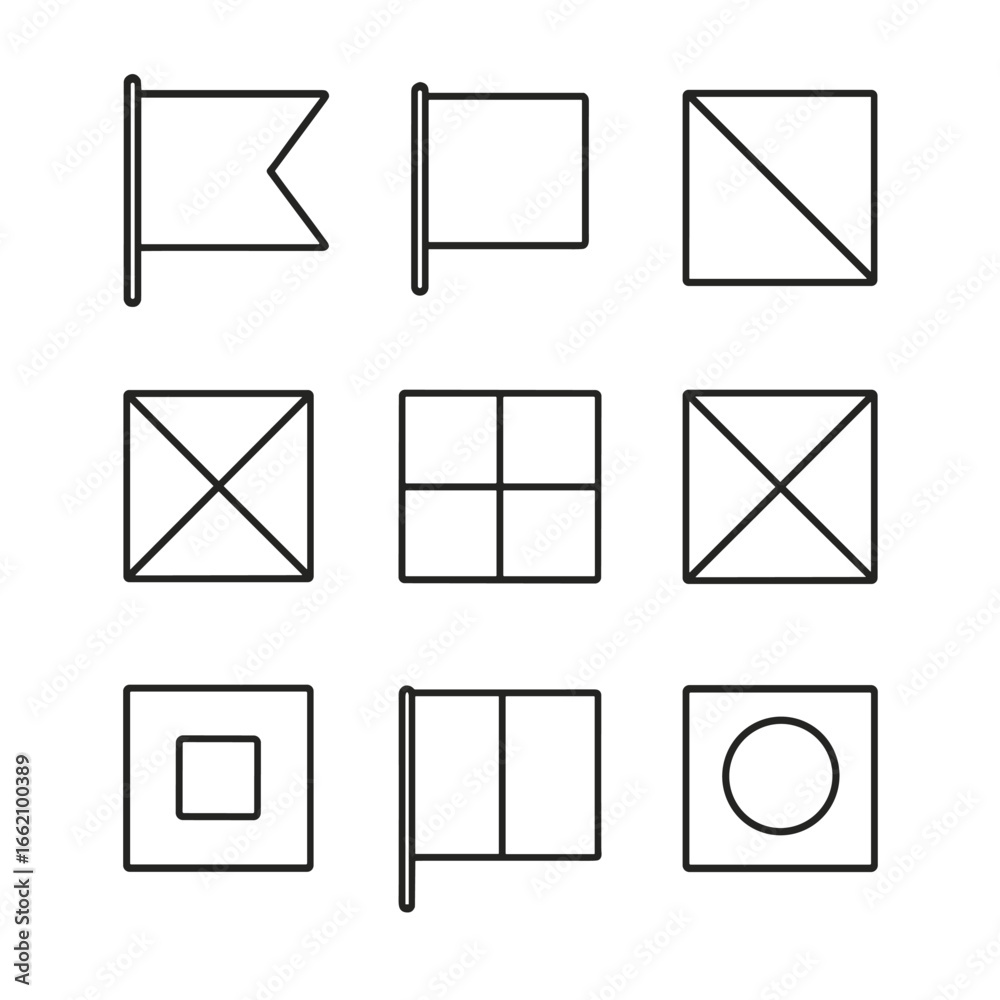Outline Signal Flags. Outline style icon of International Signal Flags ...