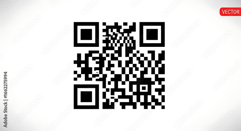 A close up of a qr code with black and white squares on a white ...
